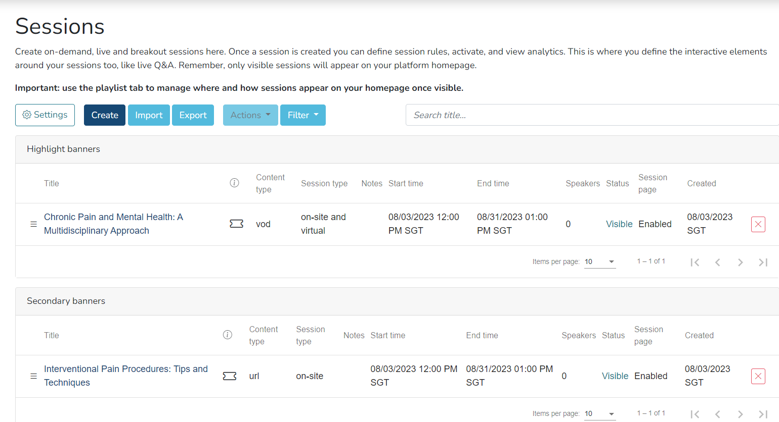 Default, highlight & secondary banners